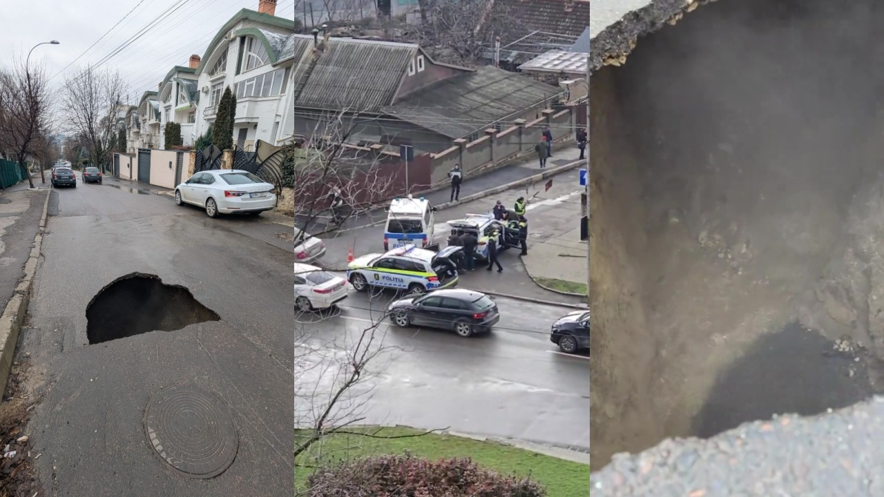 (video) Imaginea zilei: Groapă imensă pe o stradă din Chișinău sub un ...